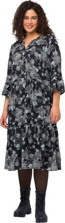 Ulla Popken Damen, bedruck Kleid, Marine, 50-52