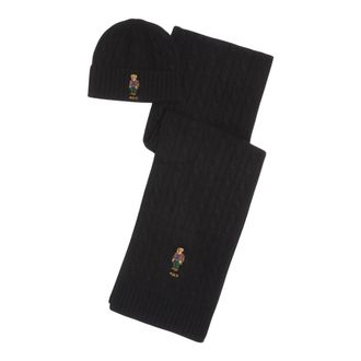 Polo Ralph Lauren Strickm&uuml;tze mit B&auml;renmotiv - - Accessories - Herren - Schwarzk - ONE SIZE