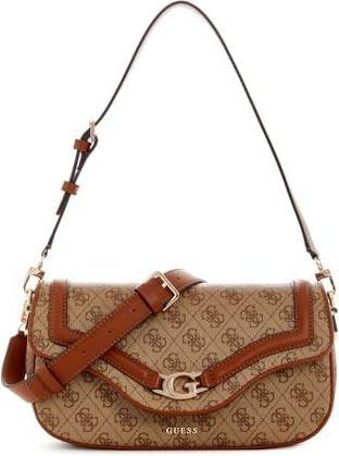 Guess sac &agrave; &eacute;paule Dea Flap Shoulder Bag Latte Logo beige