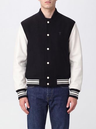 Ami Bomber en pure laine avec logo au dos et col teddy