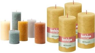 Bolsius Bundle of Bolsius Coffret cadeau de bougies rustiques - Nordic Ambiance - Bo&icirc;te de 6 - Longue dur&eacute;e de combustion + 4 bougies pilier rustiques - Jaune