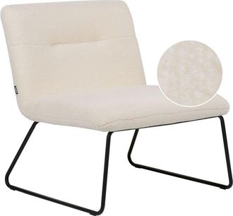 Beliani Sessel Weiß Bouclé mit Breiter Sitzfläche Schwarzem Metallgestell Kufen Retro-Design Wohnzimmer Möbel Ausstattung Sitzmöbel