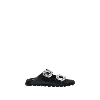 Roger Vivier Slidy Viv Strass Buckle - - Shoes - Damen - Schwarzk - 35 EU