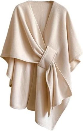 Generic The Fleece Drape Ch&acirc;le Poncho Doux Ouvert sur le Devant Femme &Eacute;l&eacute;gant Ch&acirc;le Wrap Pull pour Printemps Automne Hiver, beige, Taille unique