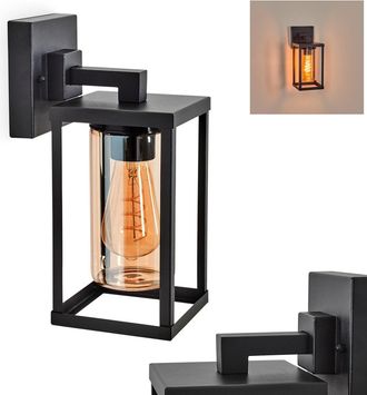 HOFSTEIN Außenwandleuchte Avete, Außenleuchte aus Metall/Glas in Schwarz/Bernsteinfarben, Wechselglas in Klar, moderne Wandlampe für Terrasse/Hof/Eingangsberei
