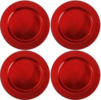 Com-Four 4x Platzteller gebürstet - wiederverwendbare Unterteller als Tischdekoration - edle Dekoteller für Hochzeit, Familienfeier oder Weihnachten - Charger 