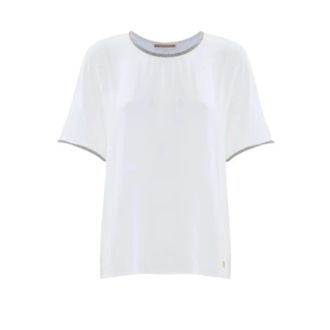 Kocca Klassische Viskosebluse mit gl&auml;nzenden Details - - Blouses & Shirts - Damen - Wei&szlig; - M