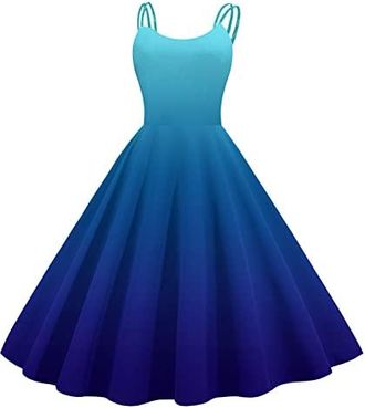 Generic Femme Robe R&eacute;tro Ann&eacute;es 50s 60s Party Robes Cocktail Chic 1950s Audrey Hepburn A-Line Swing Polka Dot Robe Femme Soiree Chic Et Elegant sans Manche Mi