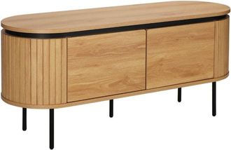 Oviala Meuble TV rectangulaire 2 portes L120 cm effet bois clair