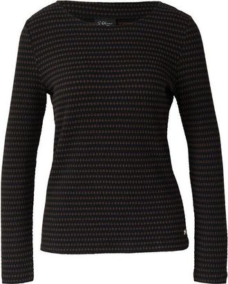 s.Oliver Langarmshirt T-Shirt Bicolor-Shirt mit Strukturmuster
