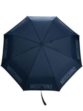 Moschino parapluie compact &agrave; logo imprim&eacute; - Bleu