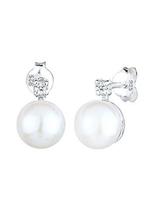 DIAMORE Elli DIAMONDS Boucles dOreilles Femmes Clous dOreilles perle de culture deau douce avec Diamant (0.06 ct.) en Argent Sterling 925