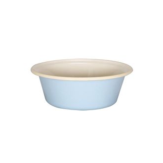 Krüger Karl Krüger Sylt Schüssel aus Emaille in der Farbe Pastell-Blau-Creme 2L, Maße: 24cm x 24cm x 8cm, 10124PAB