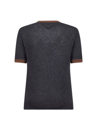 Prada Mens Anthracite Cashmere Knit Crewneck Sweater Grey