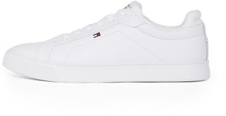 Tommy Hilfiger Herren Court Sneaker Icon Flag Essential aus Leder, Weiß (White), 41