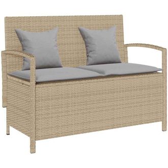 vidaXL Vidaxl - Banc de rangement de jardin avec coussin beige r&eacute;sine tress&eacute;e