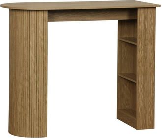 Sweeek Sweeek - Table bar, table haute de cuisine table dappoint d&eacute;cor bois avec rangements, 3 &eacute;tag&egrave;res, 120 x 55 x 100 cm