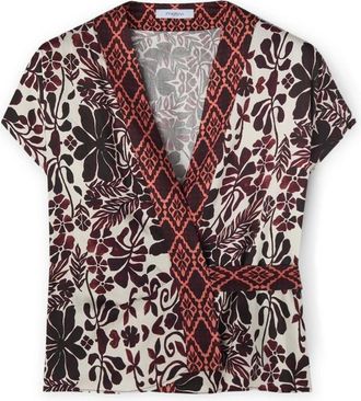 Motivi Femme, Blouses et Chemises, Brun, Taille: 38 FR Blouse kimono &agrave; motif boh&egrave;me