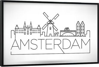 artboxONE Poster mit schwarzem Rahmen 30x20 cm Amsterdam Städte/Amsterdam Minimal Amsterdam Skyline - Bild amsterdam
