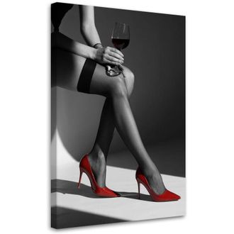 Artgeist Tableau d&eacute;co Femme &eacute;l&eacute;gante avec un verre de vin et des talons hauts 60x90