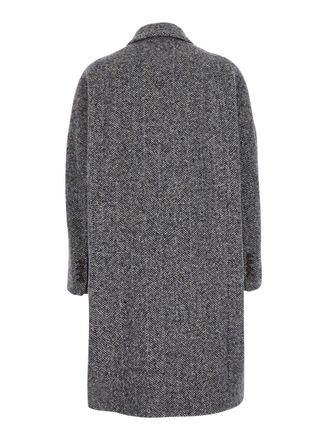 Brunello Cucinelli Womens Double-Breasted Coat Grey Wool Virgin