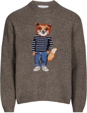 Maison Kitsun&eacute; Pull Fox Head en laine m&eacute;lang&eacute;e