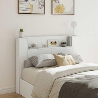 vidaXL vidaXL Cabinet de T&ecirc;te de Lit avec LED Blanc 140 x 16,5 x 103,5 cm