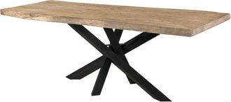 Massivmoebel24 Table &agrave; manger 200x100x79 en bois de manguier laqu&eacute; beige / pieds Mikado anthracite mat freeform 5
