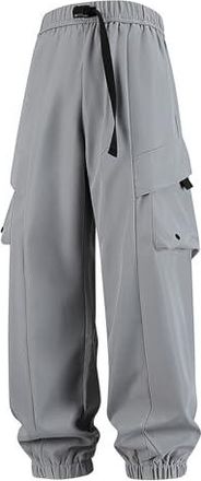 Generic Pantalon d&eacute;contract&eacute; ample pour homme pour le printemps et l&eacute;t&eacute;, cordon de serrage &agrave; la taille, pantalon doux et droit, gris fonc&eacute;, XXL