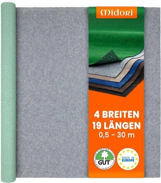 Midori Midori - Rasenteppich 100 x 1200 cm Grau mit Noppen Kunstrasen Teppich Balkon Terrasse Outdoor