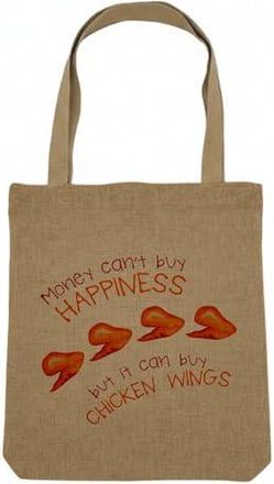 Fabulous Sac Shopping Tote Bag Aspect Lin - Chicken Wings - Money Cant Buy Happiness Sac de Courses Toile Epaisse 360g Beige Naturel Cabas Port&eacute; Epaule Solide 