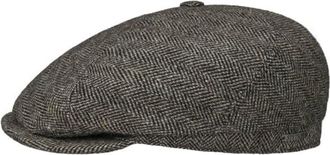 Stetson Casquette Brooklin Classic Herringbone Homme - Gavroche avec Visiere, Doublure Hiver Automne-Hiver - 60 cm Marron Fonce