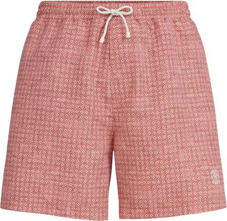 Brunello Cucinelli flower-print swim shorts - Orange