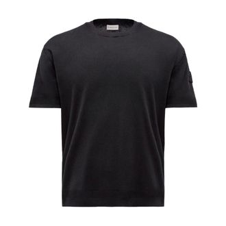 Moncler Femme, Tops, Noir, Taille: 44 FR T-shirt en maille de soie et de coton