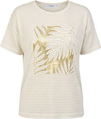 bianca Print-Shirt JULIE im Ringel-Look, Frontmotiv mit Gold-Foil