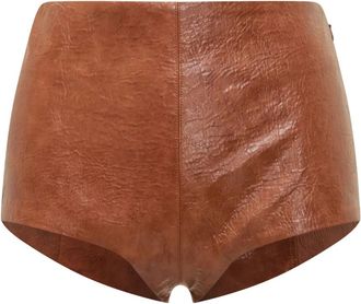 Andamane short en cuir artificiel &agrave; fermeture zipp&eacute;e - Marron