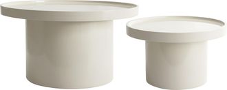 Oviala 2 x Couchtische, rund, MDF, lackiert, Wei&szlig;