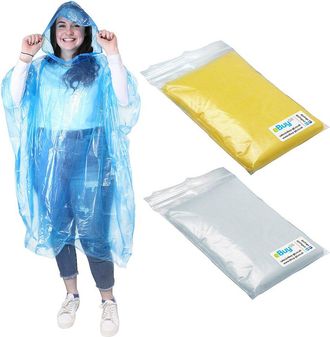 eBuy GB Unisex 12165 9 St&uuml;ck Erwachsene Notfall-Regenponchos Wasserdicht Wiederverwendbar, Transparent, Gelb und Blau, Einheitsgr&ouml;&szlig;e (9er Pack)