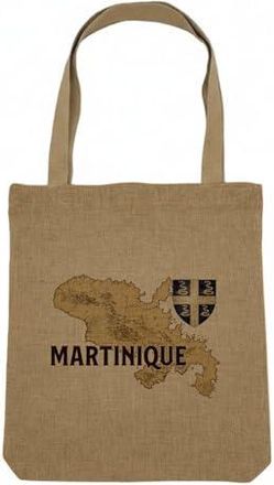 Fabulous Sac Shopping Tote Bag Aspect Lin - Martinique 972 Departement Fort de France Carte Ancienne Rare - Sac de Courses Toile Epaisse 360g Beige Naturel Cab