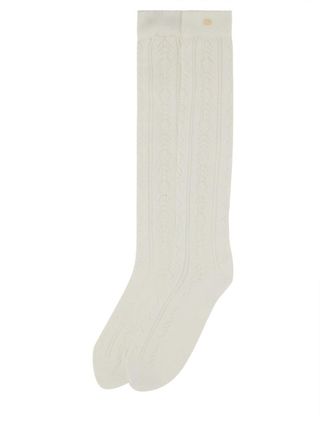 Valentino Perforated Cotton Socks - White