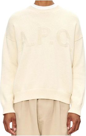 A.P.C. A.p.c., Homme, Pulls, Beige, Taille: S Leo Round-neck Knit