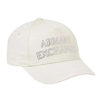 A|X Armani Exchange Femme, Accessoires, Blanc, Taille: ONE Size Cotton Twill Cap