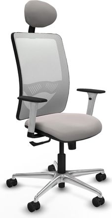 Piqueras y Crespo Wei&szlig;er Schreibtischstuhl mit Rollen Zulema mit wei&szlig;en und schwarzen Armlehnen, h&ouml;henverstellbare Lendenwirbelst&uuml;tze und festes Kopfteil, ausgestattet 