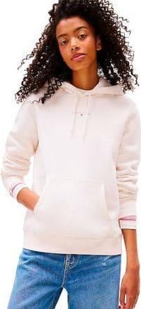 Tommy Hilfiger TJW REG LINEAR HOODIE EXT Sweat-shirt &agrave; capuche pour femme, blanc, S