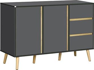 HOMCOM Buffet Bas Meuble de Rangement sur Pieds Style scandinave - 2 Portes 3 tiroirs - 120 x 40 x 80 cm - Gris Anthracite