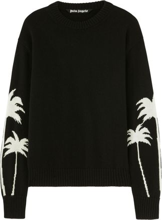 Palm Angels pull en maille intarsia - Noir