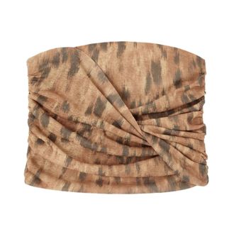 Ganni Femme, Tops, Brun, Taille: 40 FR Bandeau Top en maille marbr&eacute;e imprim&eacute;e