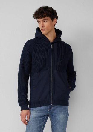 s.Oliver Cardigan Strickjacke Fabricmix-Strickjacke mit Kapuze und sportiven Details