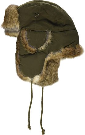 MFH Max Fuchs Fellmtze, oliv, mit braunem Kaninchenfell, Steppftterung - L oliv