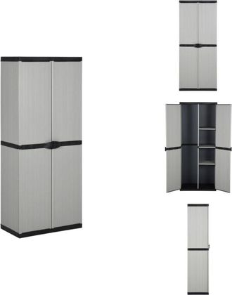 vidaXL Armoire de rangement de jardin 3 &eacute;tag&egrave;res Gris/noir 68x40x168cm - Meuble De Jardin - Armoire Ext&eacute;rieure - Rangement Ext&eacute;rieur - Placard De Jardin